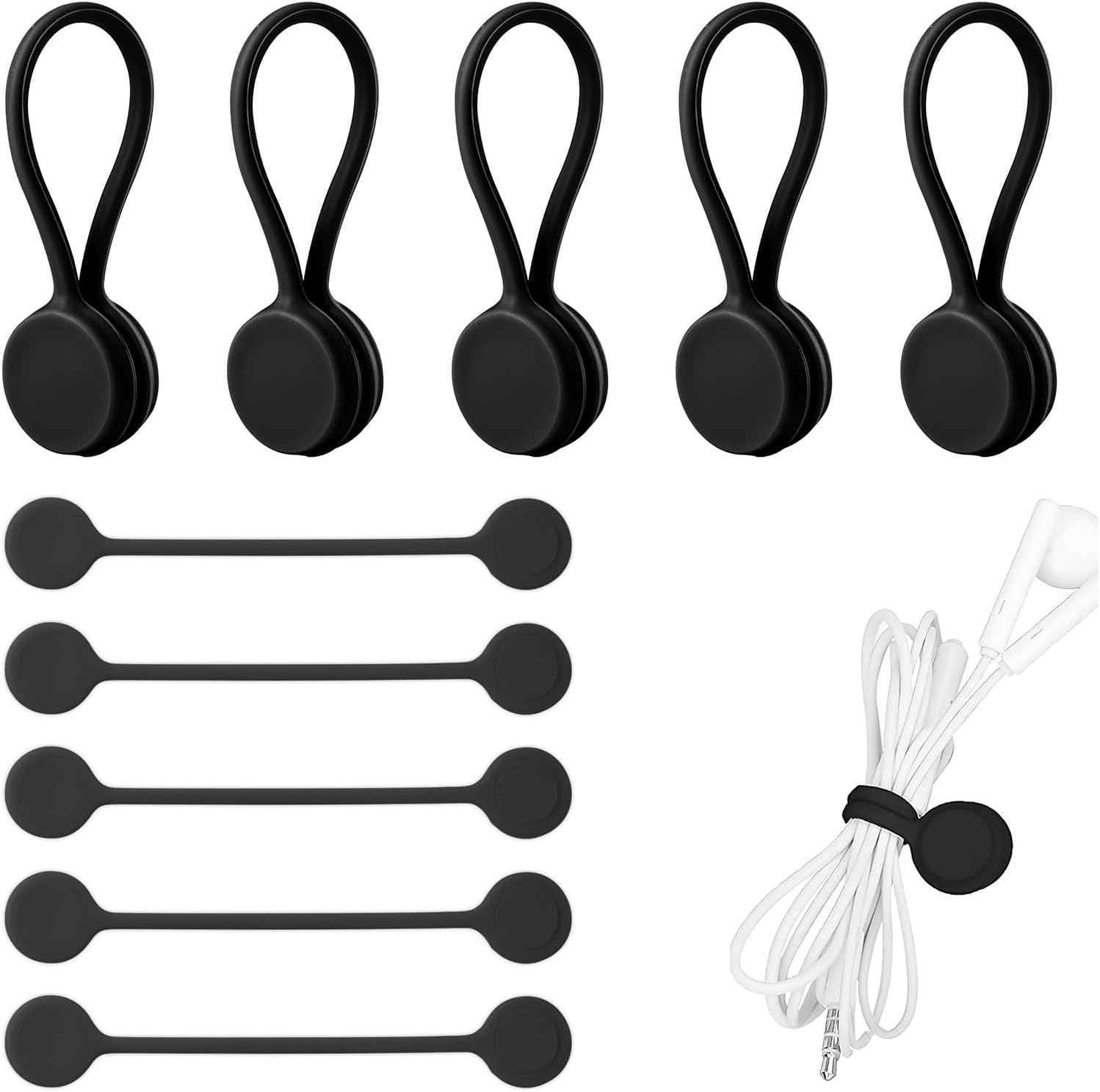 10 Pieces Magnetic Cable Ties Reusable Cable Ties Adjustable Multi ...