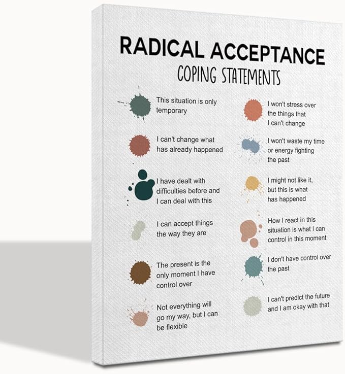 Amazon.com: Radical Acceptance Canvas Wall Art - Mental Health Posters ...