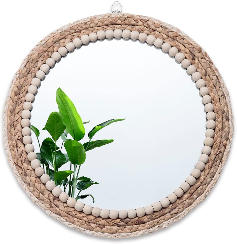 Amazon.com: 15 Inch Boho Wall Hanging Mounted Mirror,Rattan Mirror ...