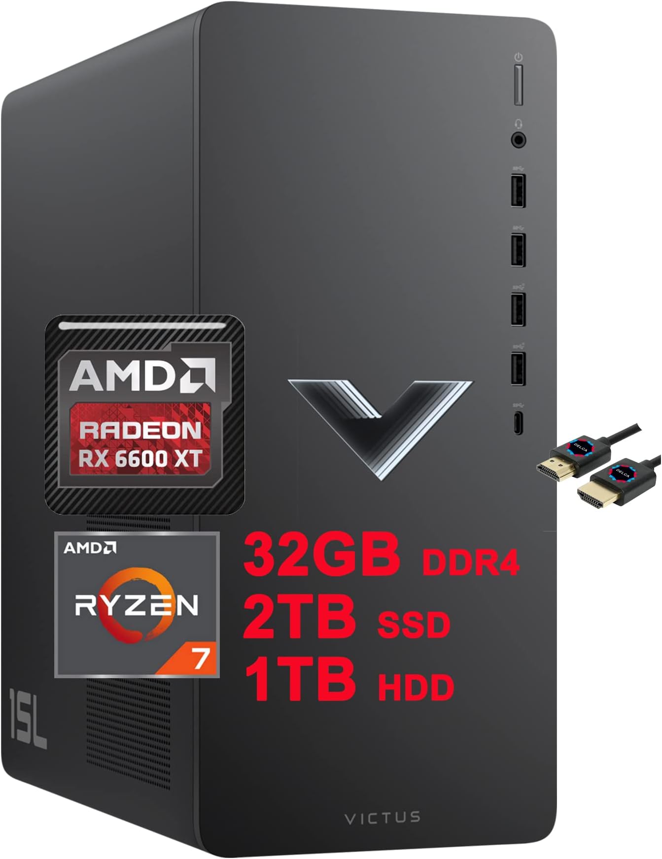 Amazon.com: HP Victus 15L Gaming Desktop Computer | AMD 8-Core Ryzen 7 5700G (>i7-10700) | 32GB ...