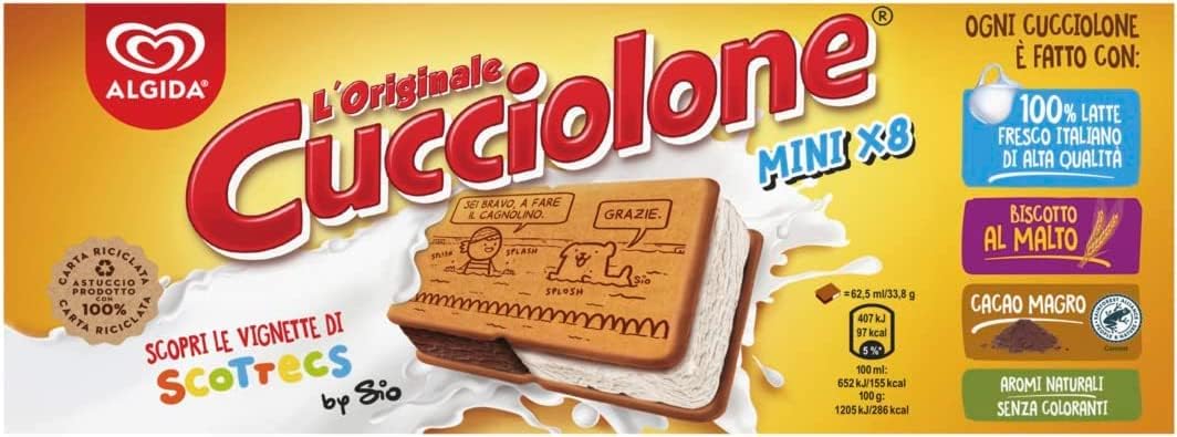 Cucciolone Algida Mini, Biscotto Gelato Vaniglia, Cacao Magro e ...