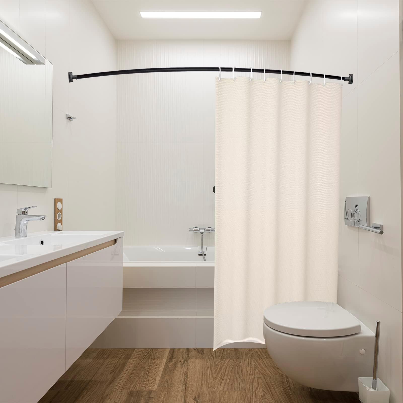 Curved Shower Curtain Rod 42-74 Inch Adjustable, Stainless Steel Shower ...