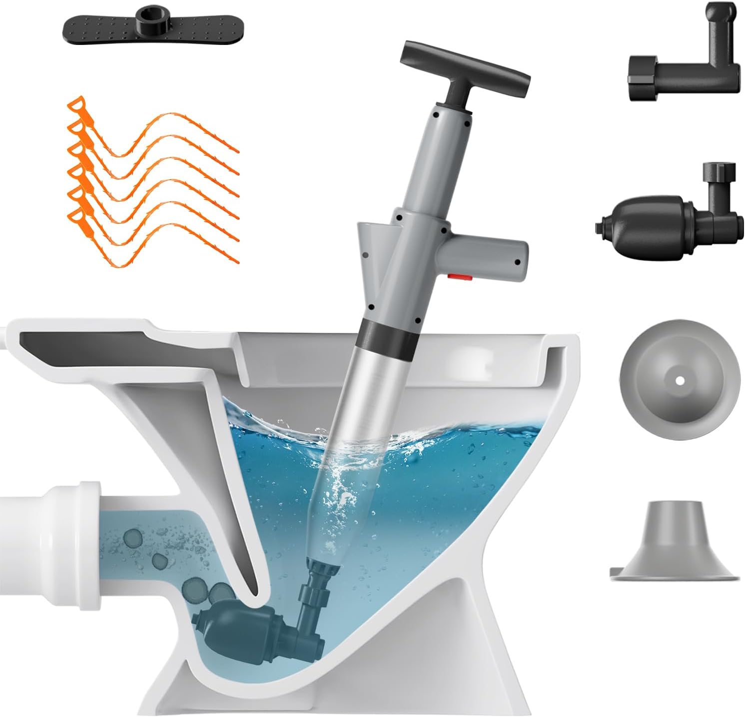 high pressure air drain blaster gun, air plunger for toilet, plunge ...