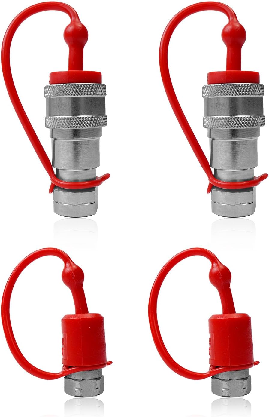 Amazon.com: QAGGUM Hydraulic Coupler 1/4" NPT ISO 7241-B with Dust Caps ...