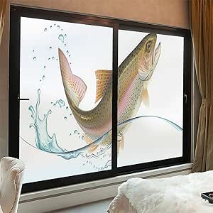 Amazon.co.jp: Green-Blue Window Gliding Sheet Window Film Frosted ...