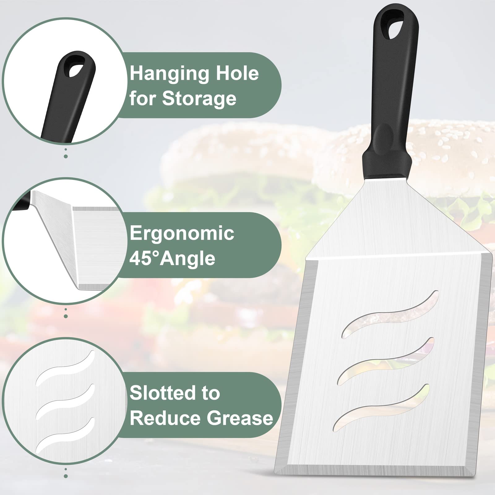 Snapklik.com : 2Pcs Metal Smash Burger Spatula, Stainless Steel Extra ...