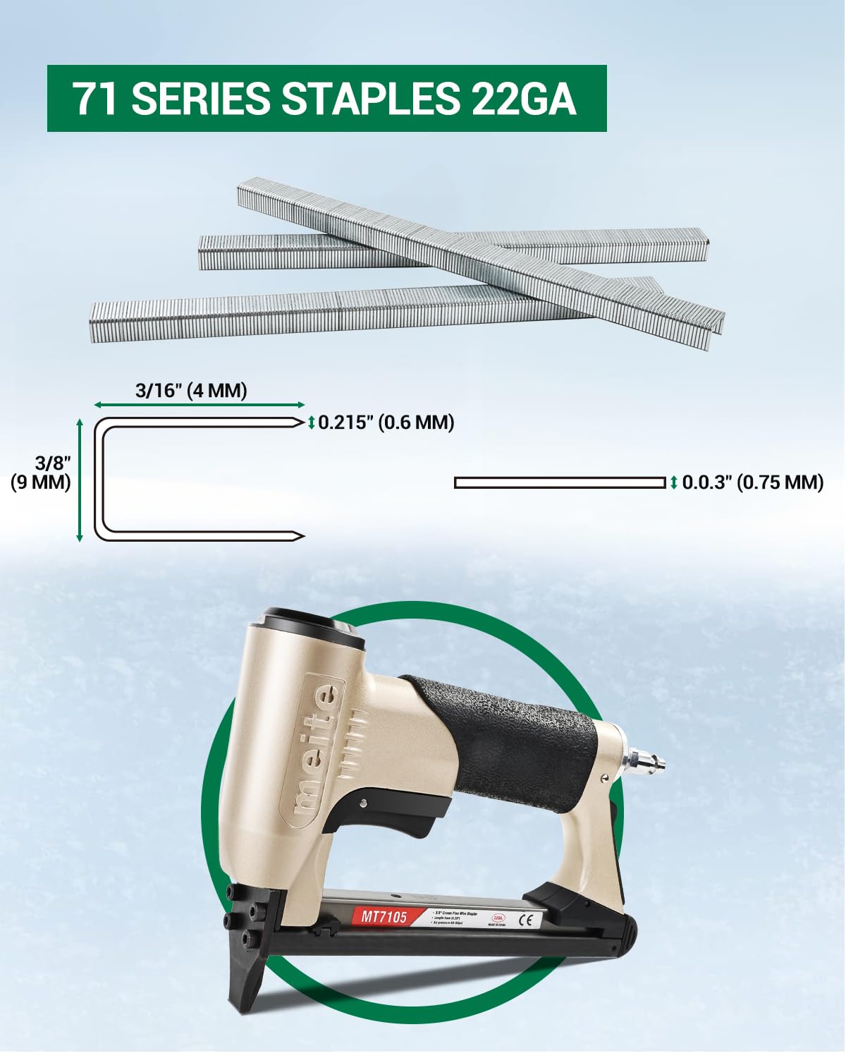 Snapklik.com : Meite MT7105 Upholstery Stapler - 22 Gauge 71 Series 3/8 ...
