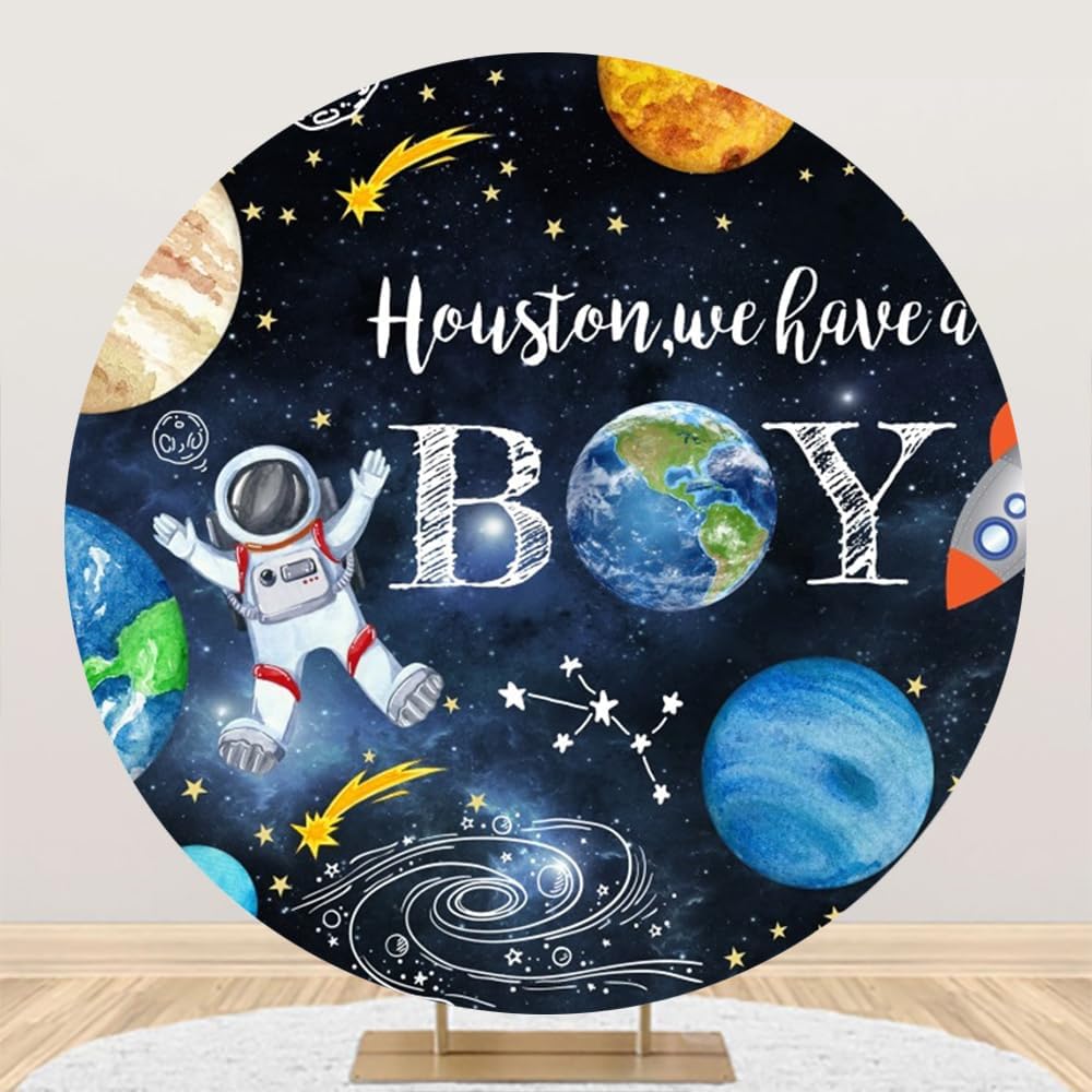 Amazon.com : Baocicco Houston We Have A Boy Round Backdrop Cover Outer ...