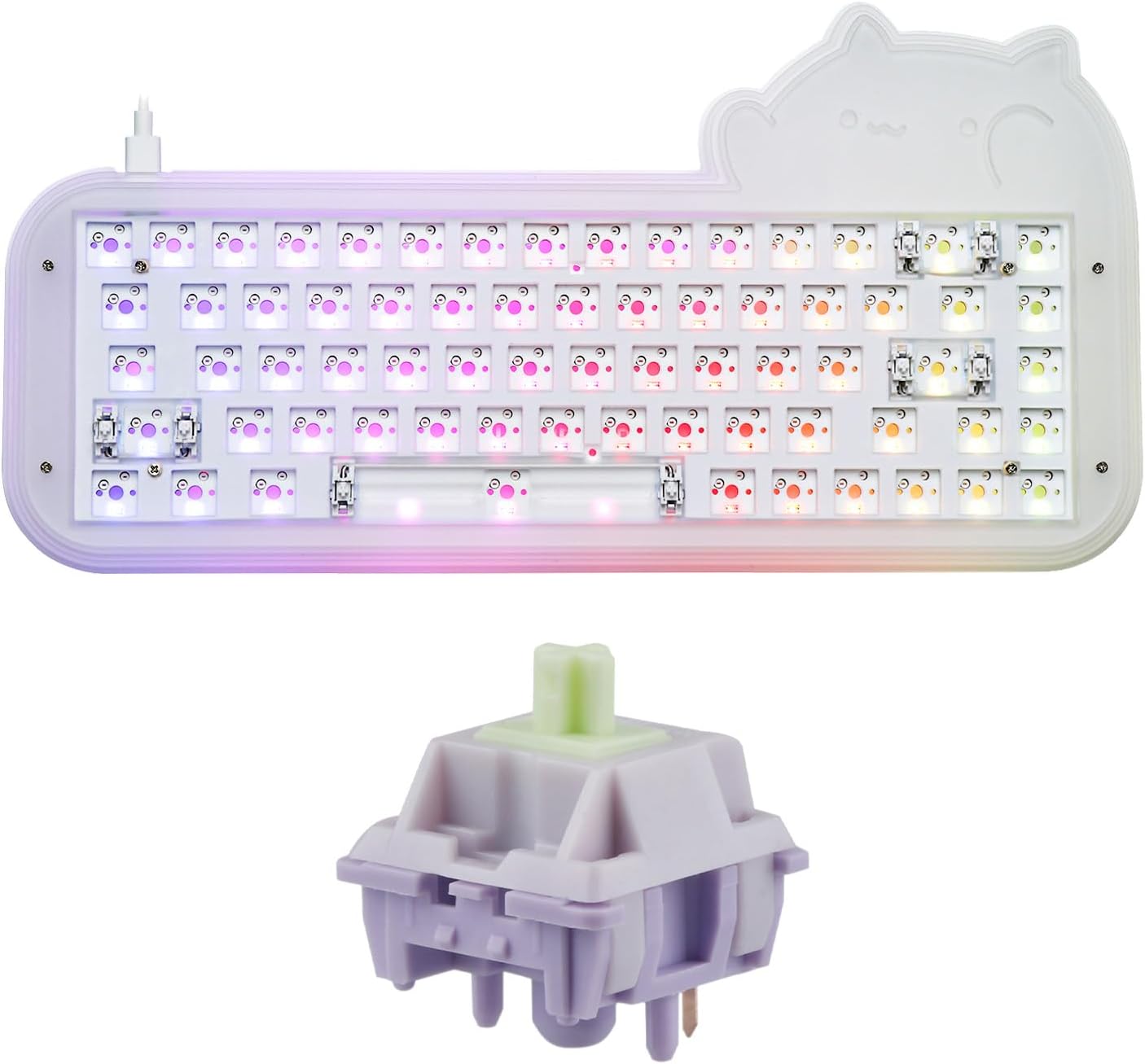 Amazon.com: EPOMAKER Mini Cat 68 65% Wired Mechanical Gaming Keyboard ...