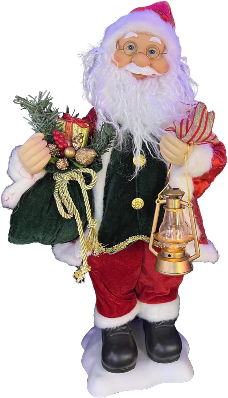 Amazon.com: LAMPHOME 24-Inch Animated Santa Claus with Lighted Candle ...