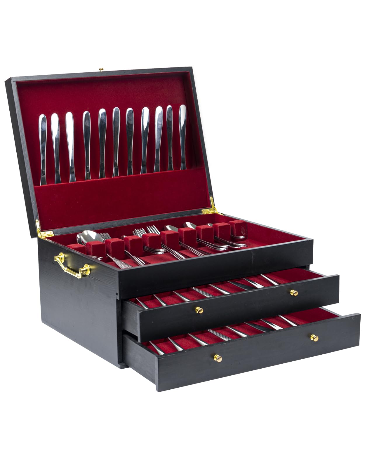 Amazon.com - Silverware Storage Box,3 Layers Wooden Silverware Chest ...