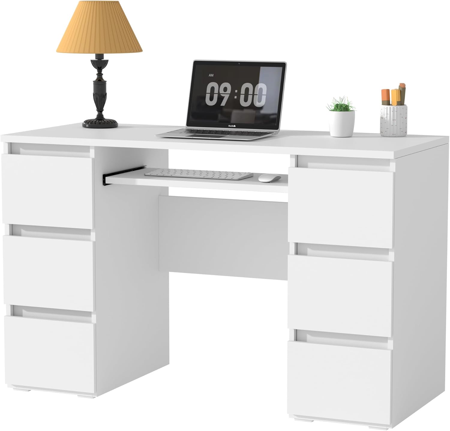 Amazon.com: TISIMO Computer Desk with 6 Drawers, 47'' Home Office Desk ...