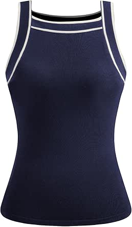 CIDER Tank Tops Sleeveless Going Out Knit Top Boat Neck Fitted Shirt ...