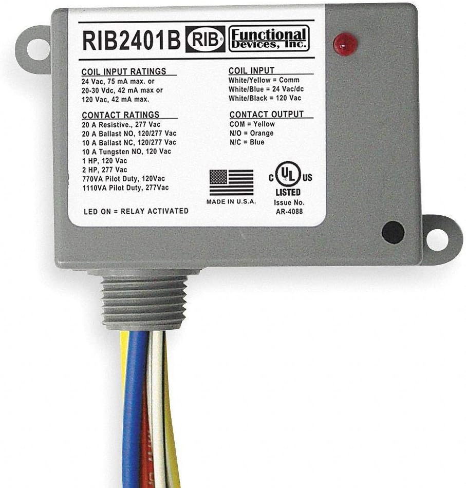 Amazon.com: Functional Devices Rib Enclosed Pre-Wired Relay, 24VAC/DC ...