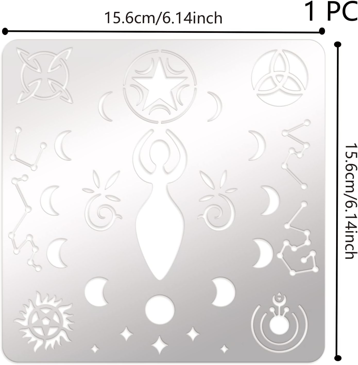 FINGERINSPIRE Wiccan Metal Stencil 15.6cm Square Witch Symbols Stencil ...