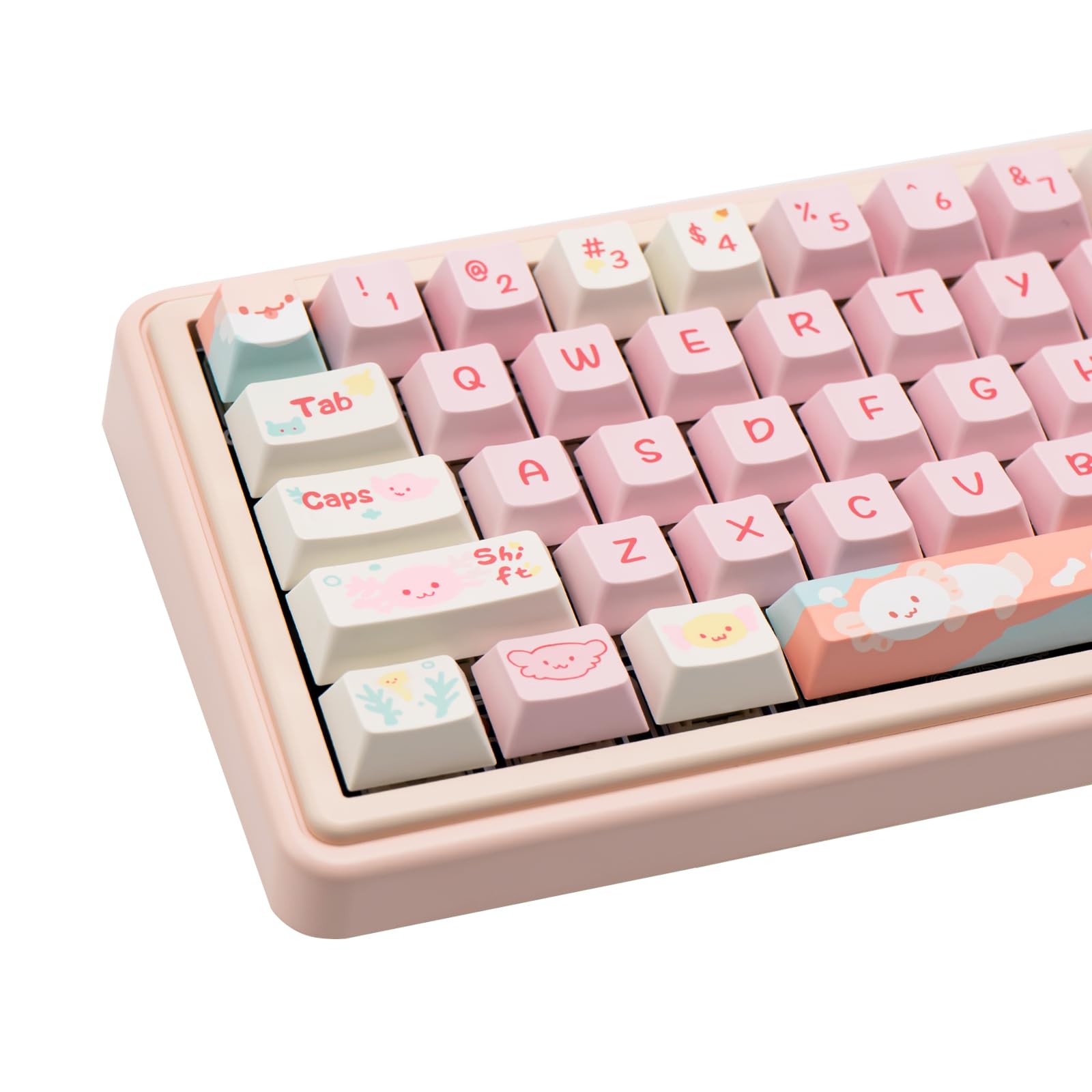 Amazon.com: COOMICKEY Pink Cherry Profile Custom Keycaps, PBT Dye ...