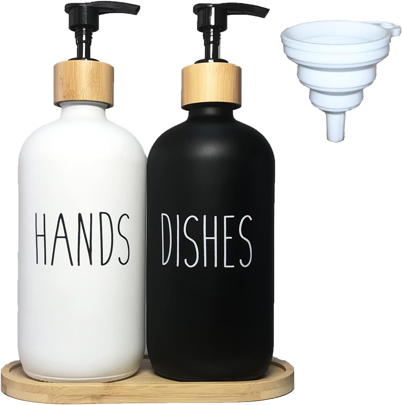 Amazon.com: Hand and Dish Glass Soap Dispenser Set for Kitchen Sink ...