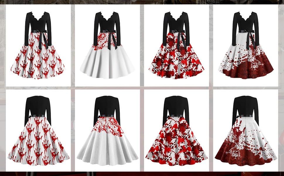 Snapklik.com : Halloween Dresses For Women Blood Splatter Vampire Sexy ...