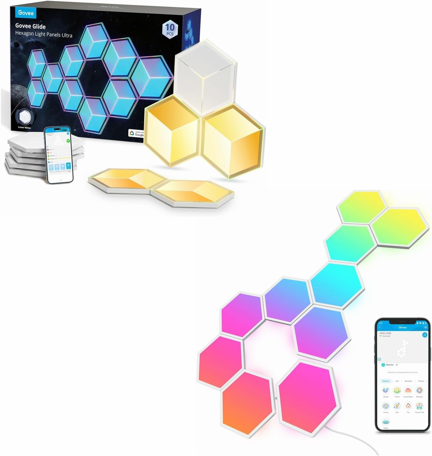 Govee Glide Hexa Light Panels, RGBIC Hexagon LED Wall Lights Bundle ...
