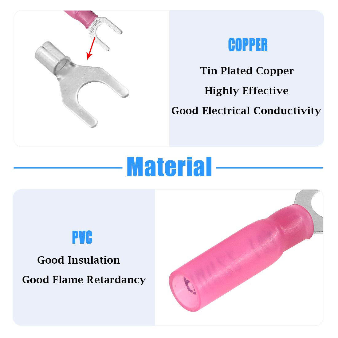 Snapklik.com : Glarks 50pcs 22-16 Gauge #10 Heat Shrink Fork Connectors ...