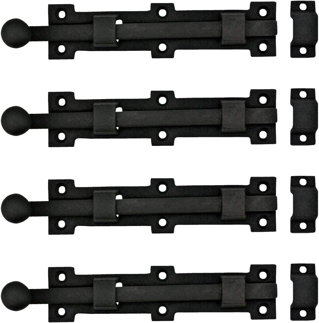 Renovators Supply Manufacturing Slide Bolt Latch 9 in. Black Iron Ball ...