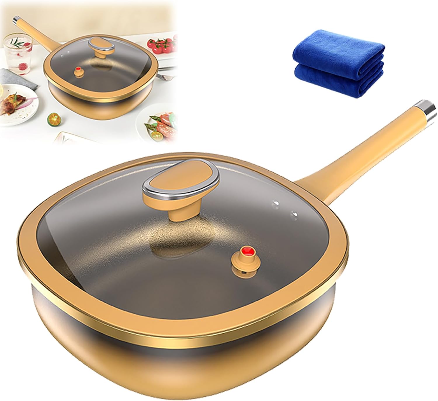 Amazon.com: 12in Titanium Alloy Non-Stick Pot with Lid, Titanium Pans ...