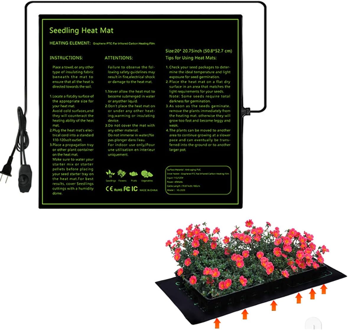 Amazon.com: Seedling Heat Mat for Seed Starting, Hydroponic Heating Pad ...