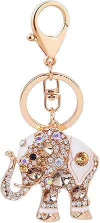 EASYA Cute Elephant Keychain Sparkling Crystal Rhinestones Keyring ...