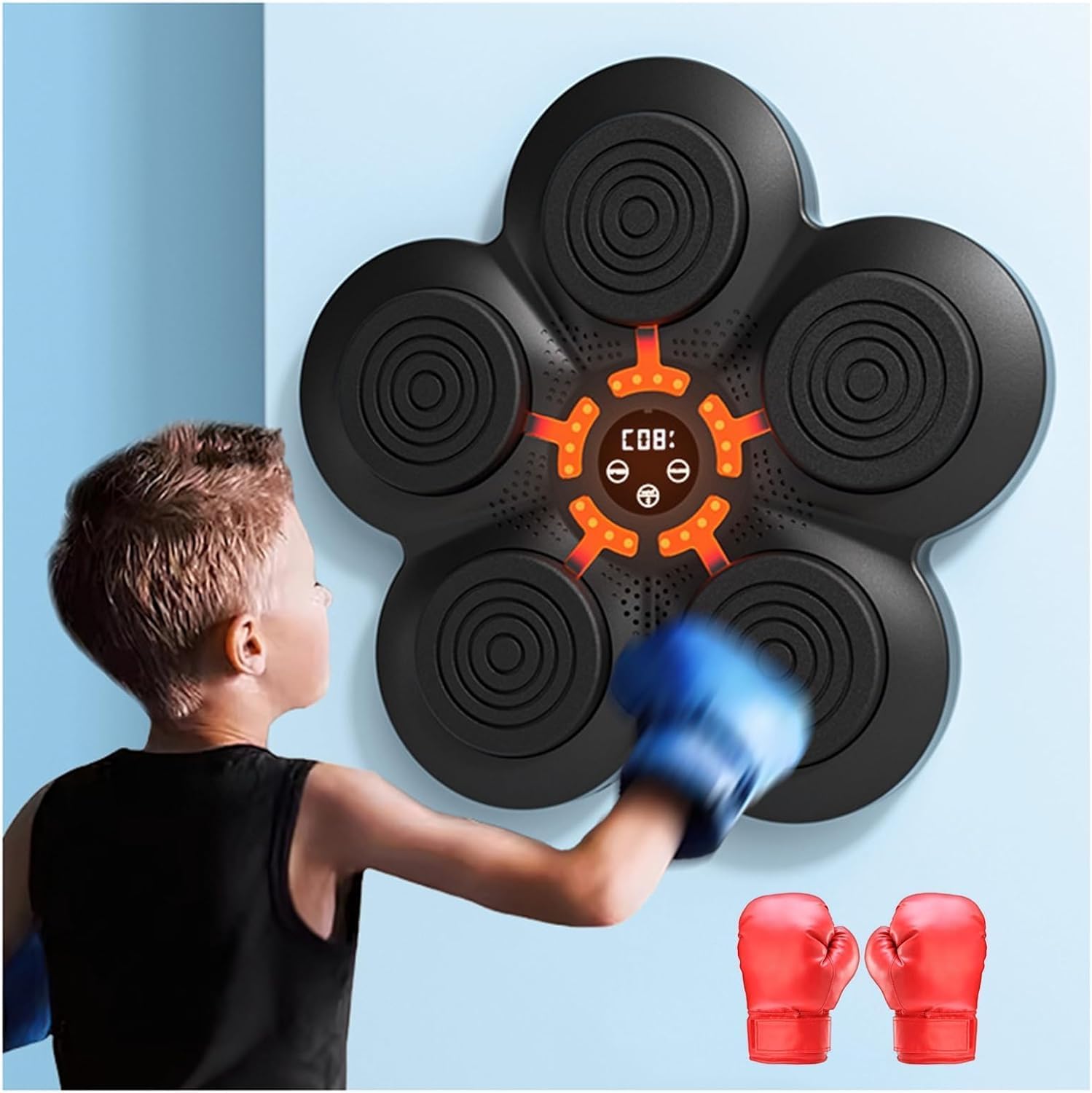 UPIKIT Machine de Boxe Musicale électronique 17x17 Pouces, Jeu de Boxe ...