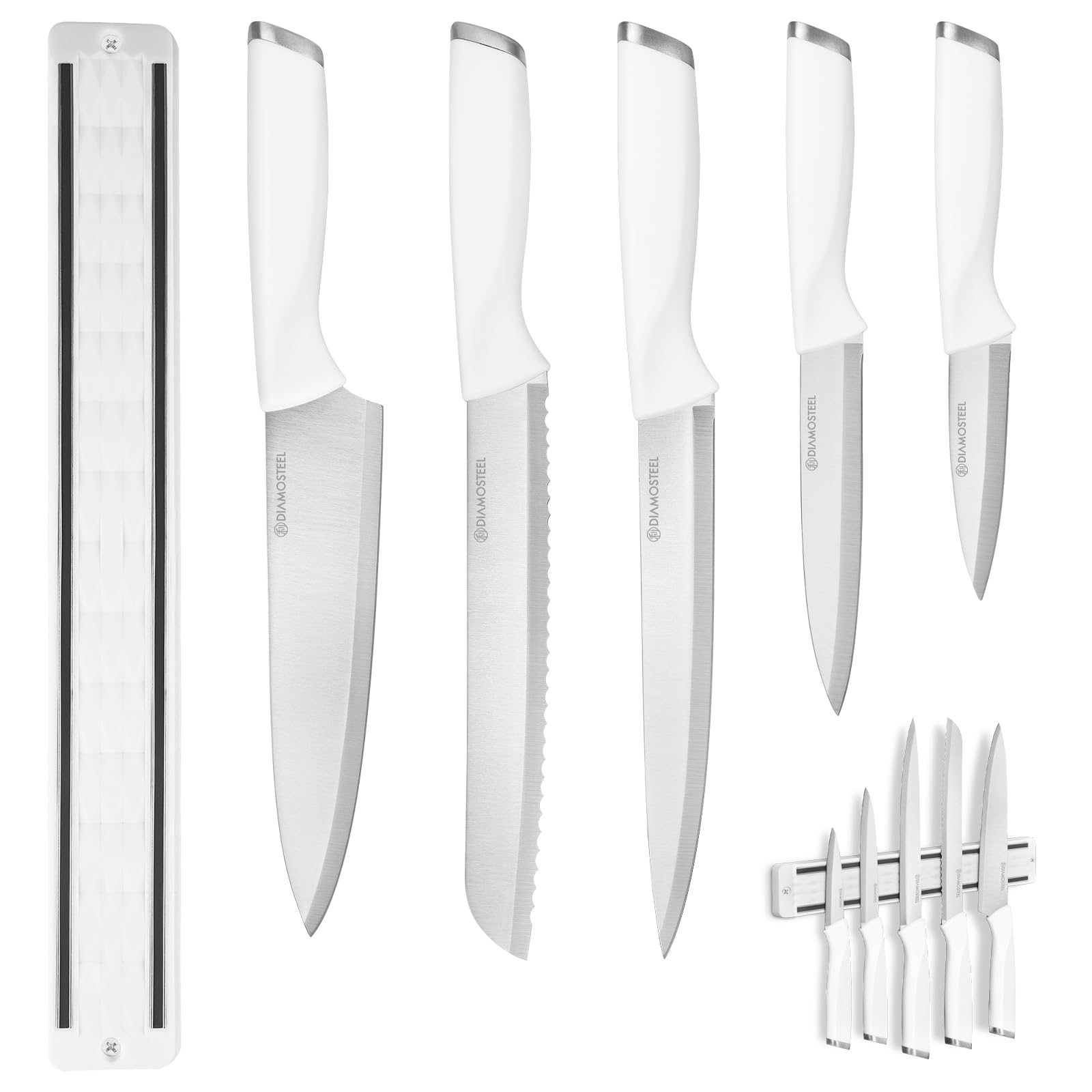Amazon.com: diamosteel 6PCS Knife Set with Magnetic Holder for Wall ...