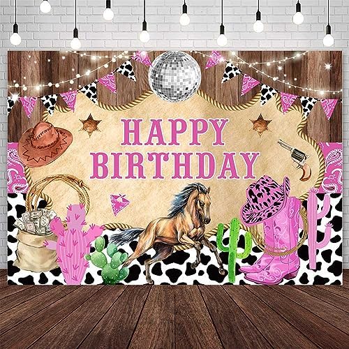 Amazon.com : AIBIIN 8x6ft Western Cowgirl Birthday Backdrop Rustic West ...