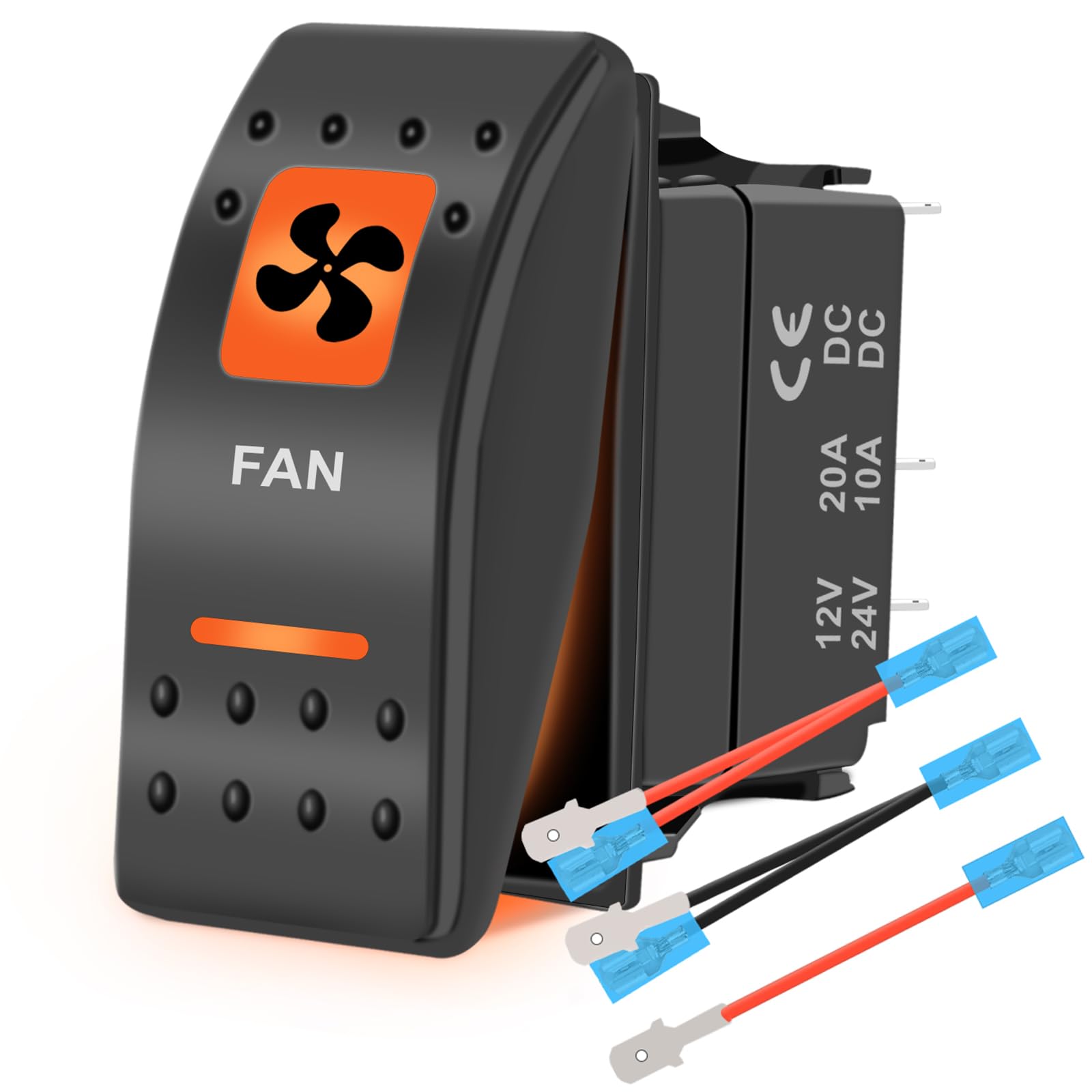 Snapklik.com : HOKAAER Waterproof Fan Rocker Switch 12V/20A 24V/10A ...