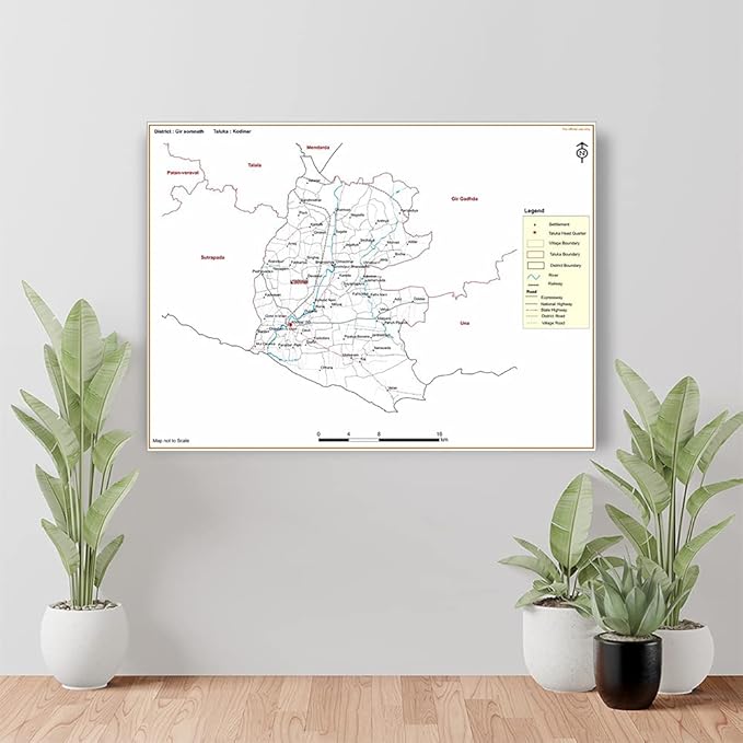 Wallpics® Gir Somnath DISTRICT Kodinar TALUKA Map Waterproof Vinyl ...