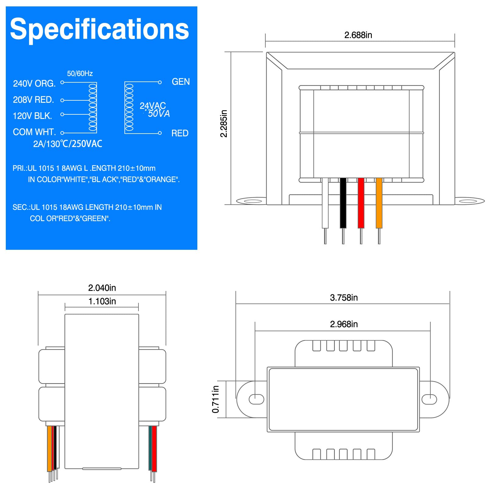 Snapklik.com : 24v 50va Control Transformer Primary 120
