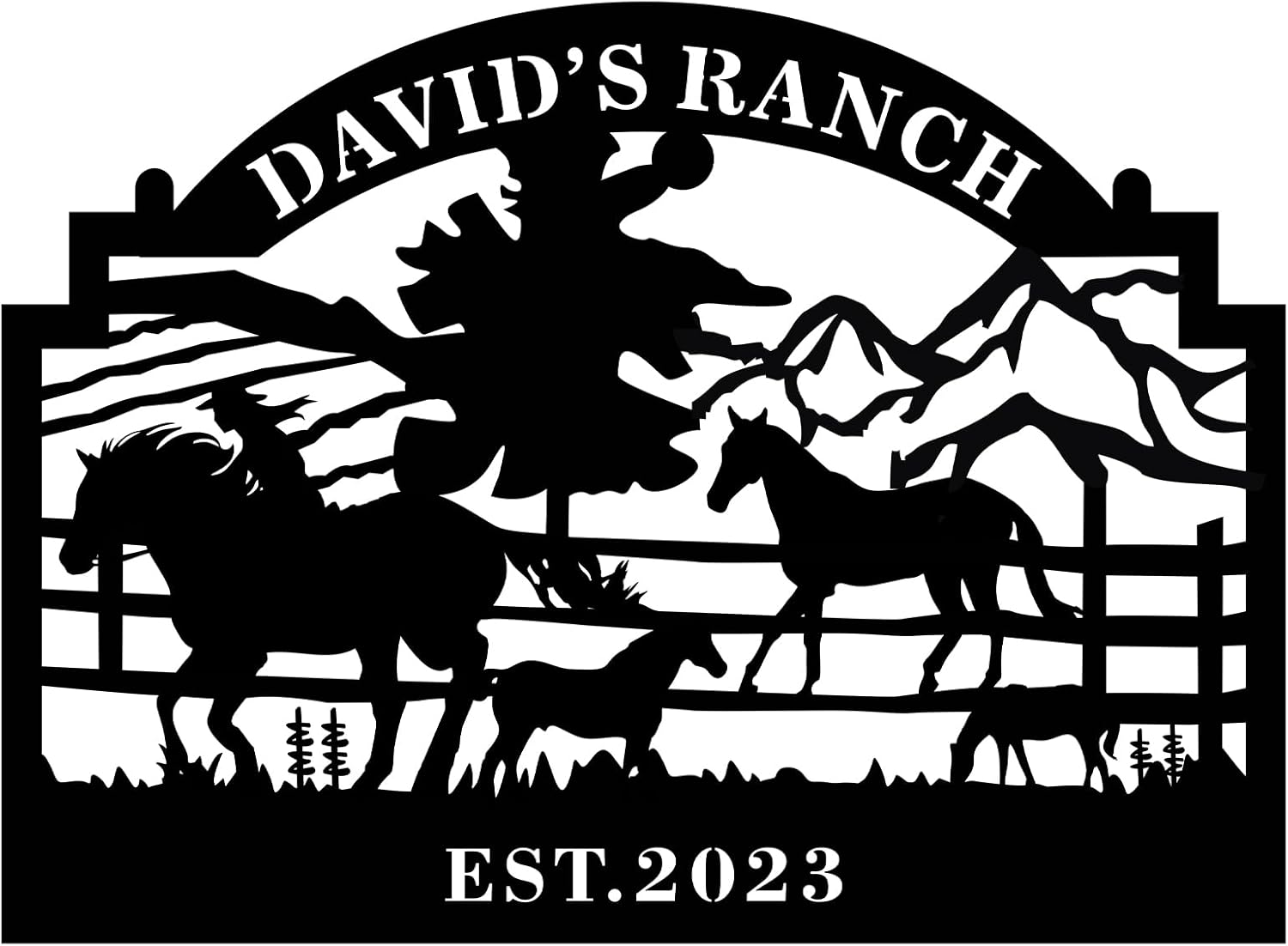 Amazon.com : Personalized Horse Ranch Sign Custom Horse Sign ...