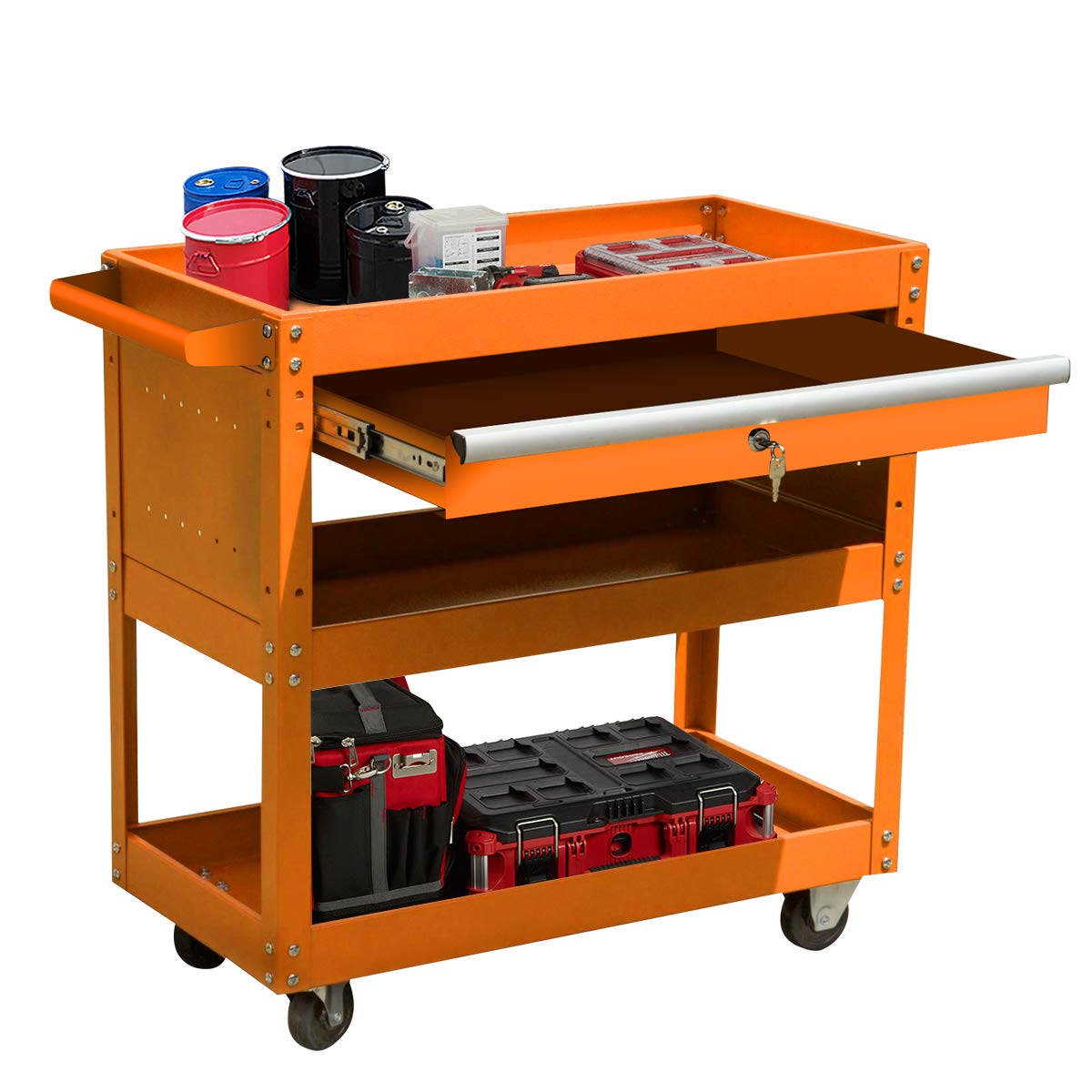 330 Pound Capacity Rolling Tool Cart With Drawer 3 Tier Heavy Duty 330-pound-capacity-rolling-tool-cart-with-drawer-3-tier-heavy-duty