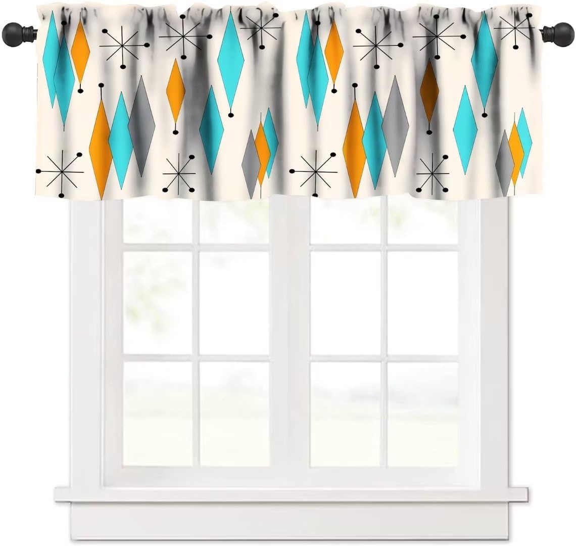 Amazon.com: Mid Century Window Valances, Modern Geometric Atomic Shapes ...