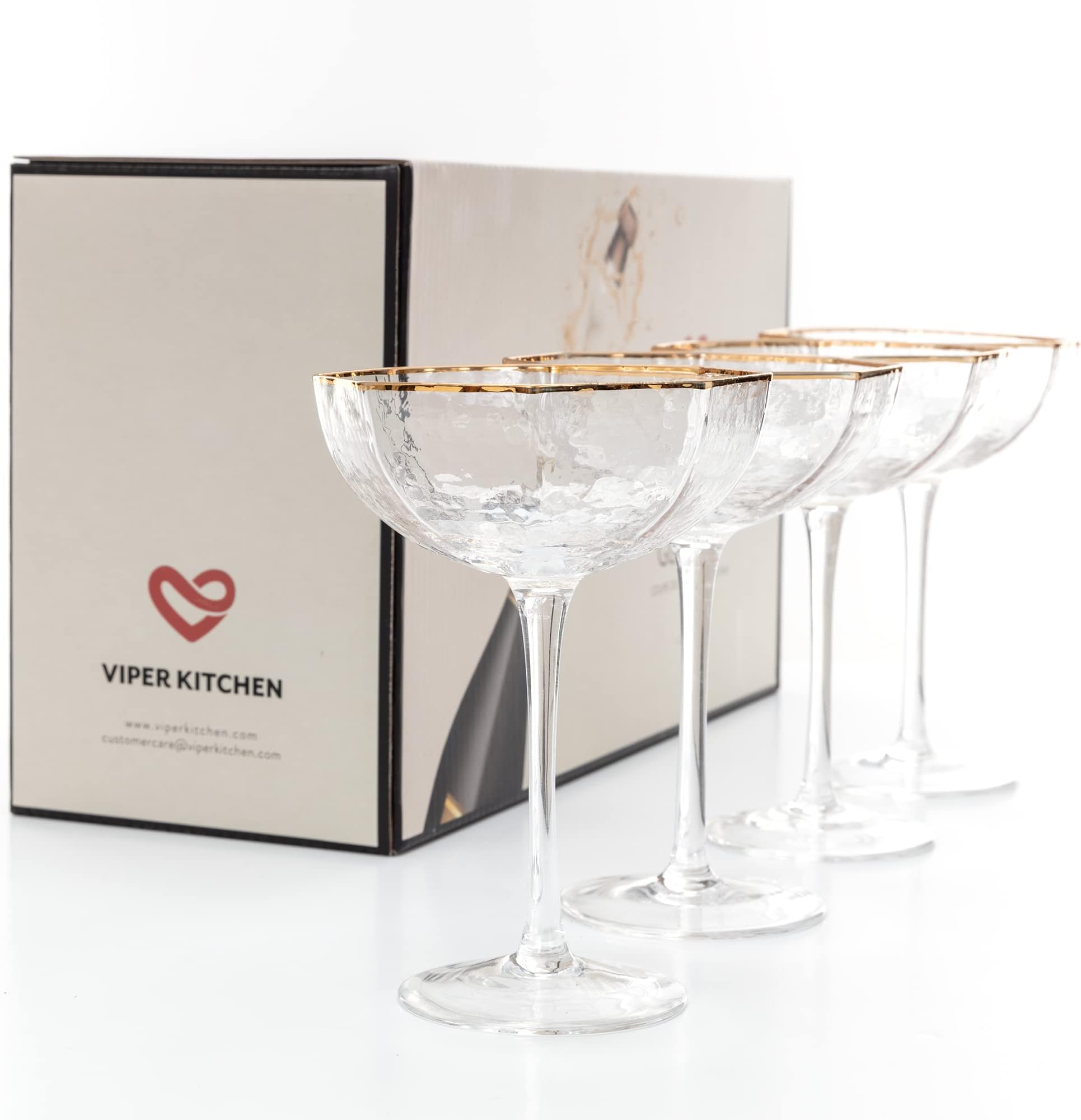 Amazon.com | Champagne Coupe Glasses Set of 4 - Elegant Cocktail Coupe ...