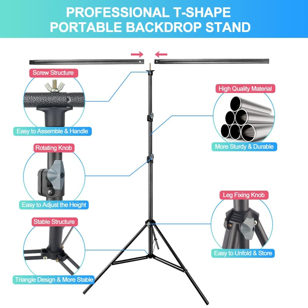 JEBUTU White Backdrop with Stand 1.5 x 2M (5 x 6.5FT), Portable White ...