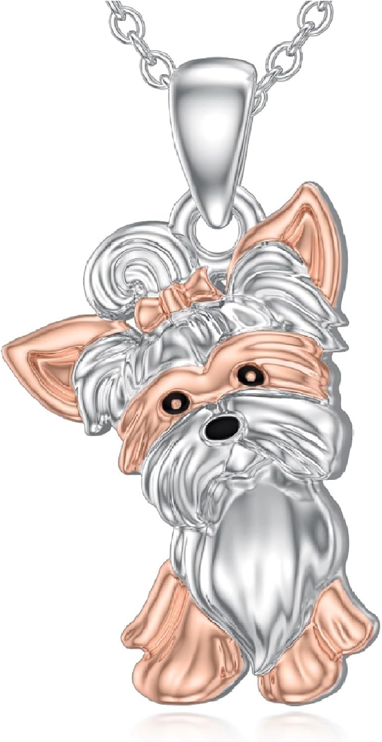 Amazon.com: MEIDERBO Yorkie Gifts Puppy Dog Necklace 925 Sterling ...
