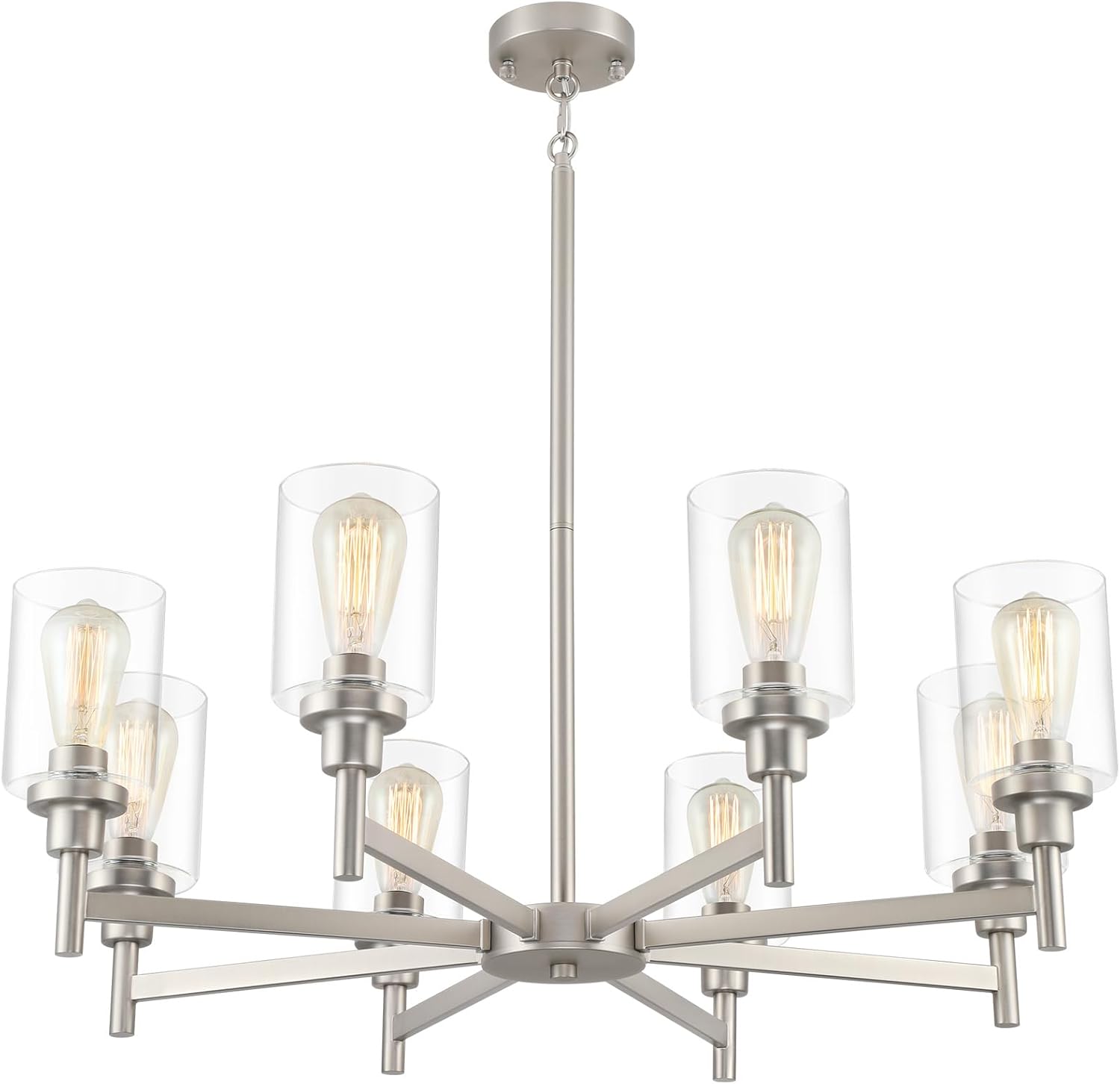 Brushed Nickel Chandeliers for Dining Room | 8 Lights Living Room Light ...