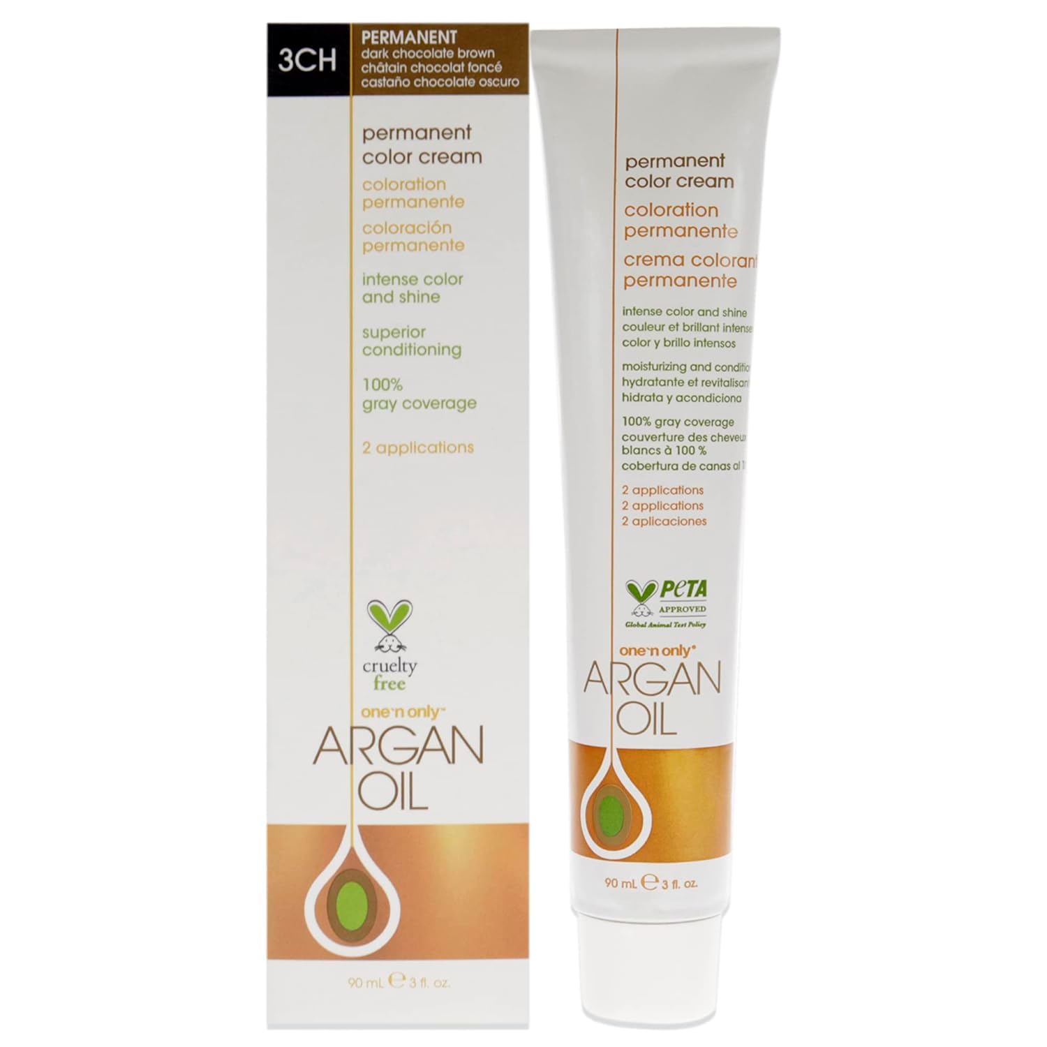 Amazon.com : One n Only Argan Oil Permanent Color Cream - 3CH Dark ...