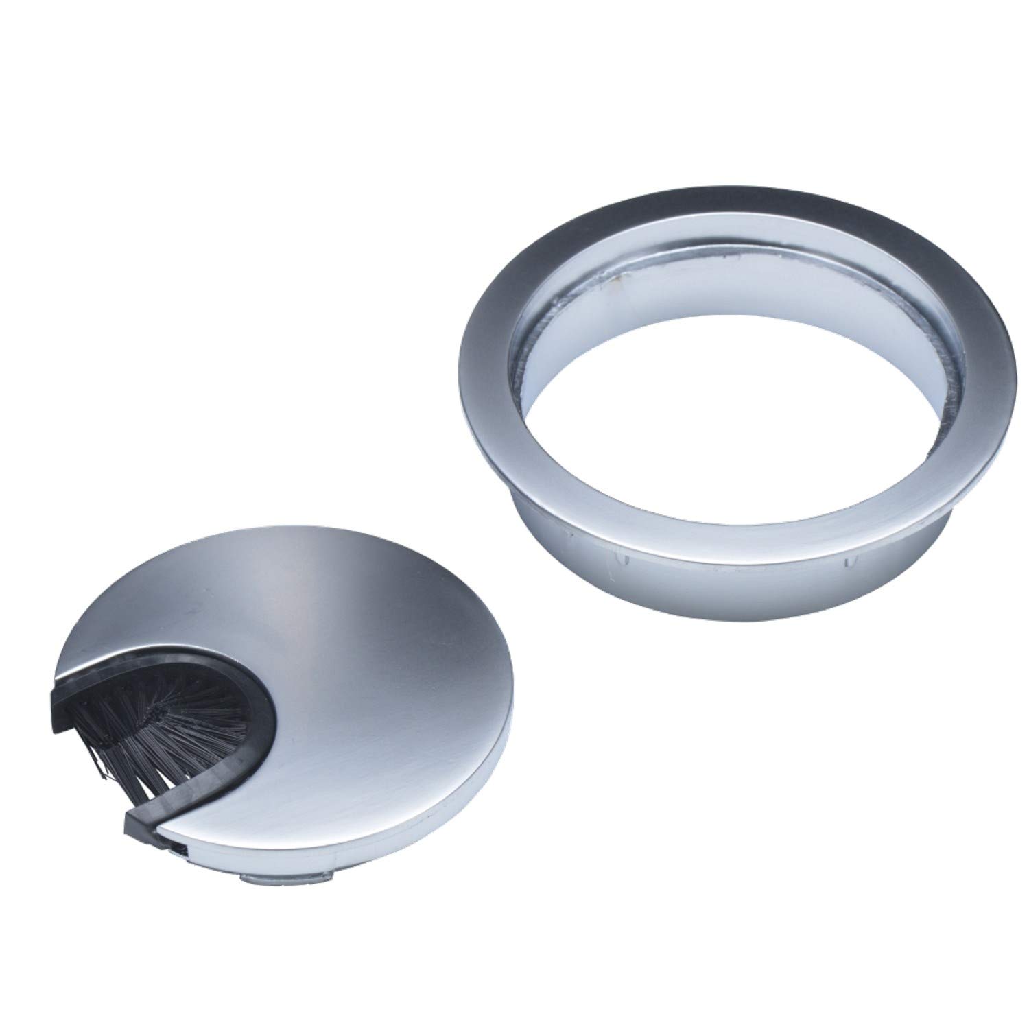 Snapklik.com : Matte Chrome Metal Cable Grommet 2 Piece Lock In Feature