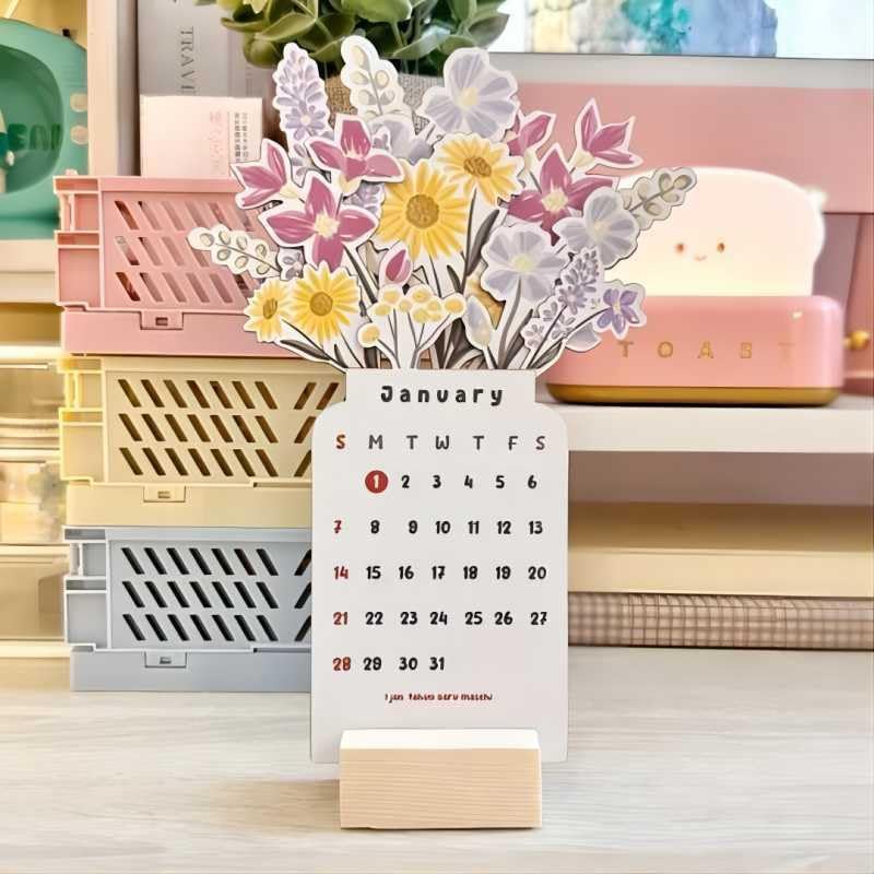2024 Bloomy Flowers Desk Calendar,1PCS Creative Flower Desk Calendar ...