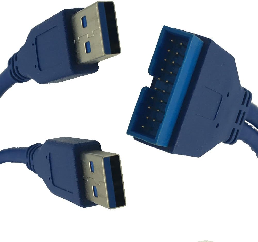 DONG Dual 2 Port USB3.0 USB 3.0 A Male to Motherboard Mainboard 20Pin ...