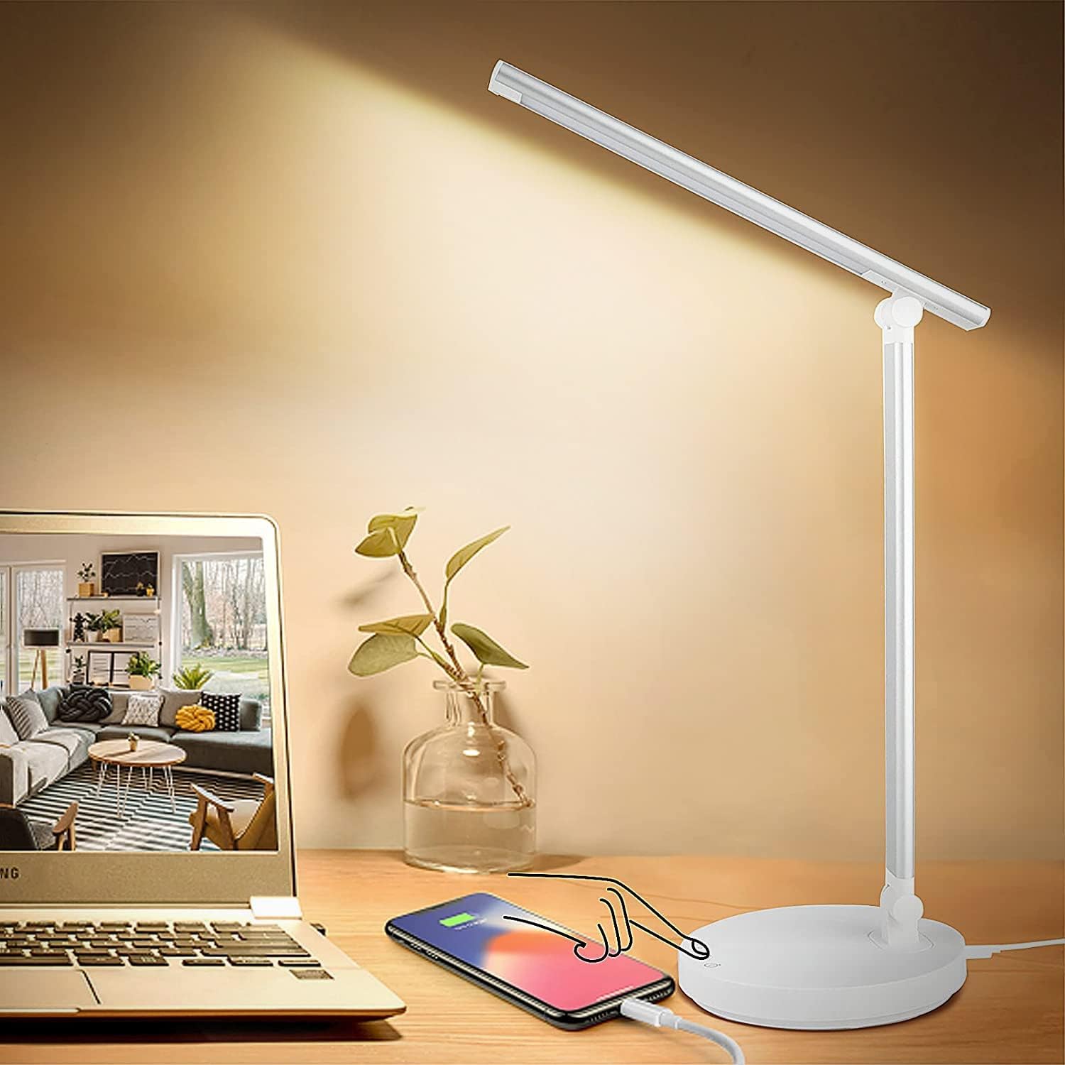 LED Desk Lamp 5W Touch Control Dimmable Table Lamp Battery Operated 3 ...