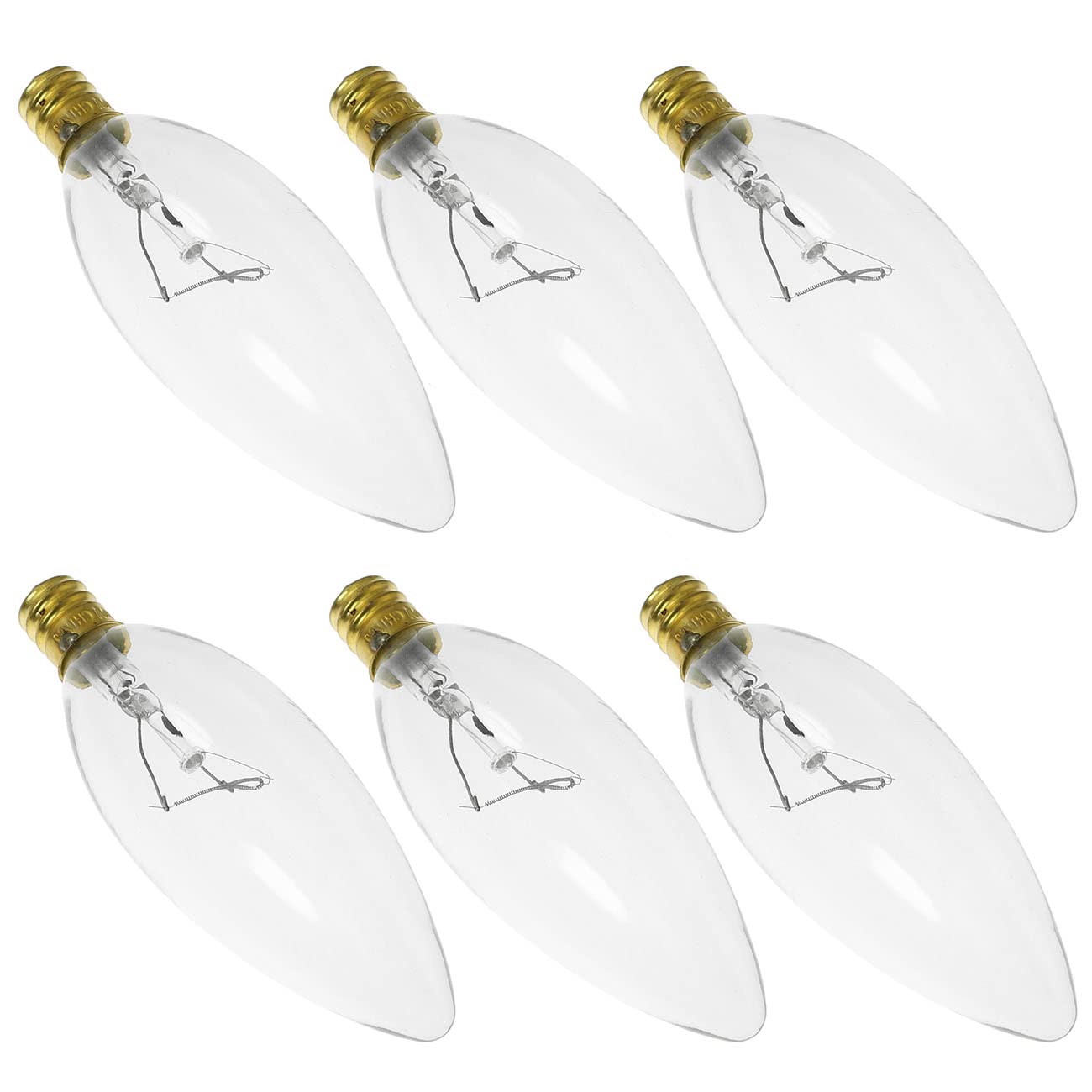 SQXBK 6PCS 120V 60W C32 E12 CTC Clear Candelabra Base Straight Torpedo ...