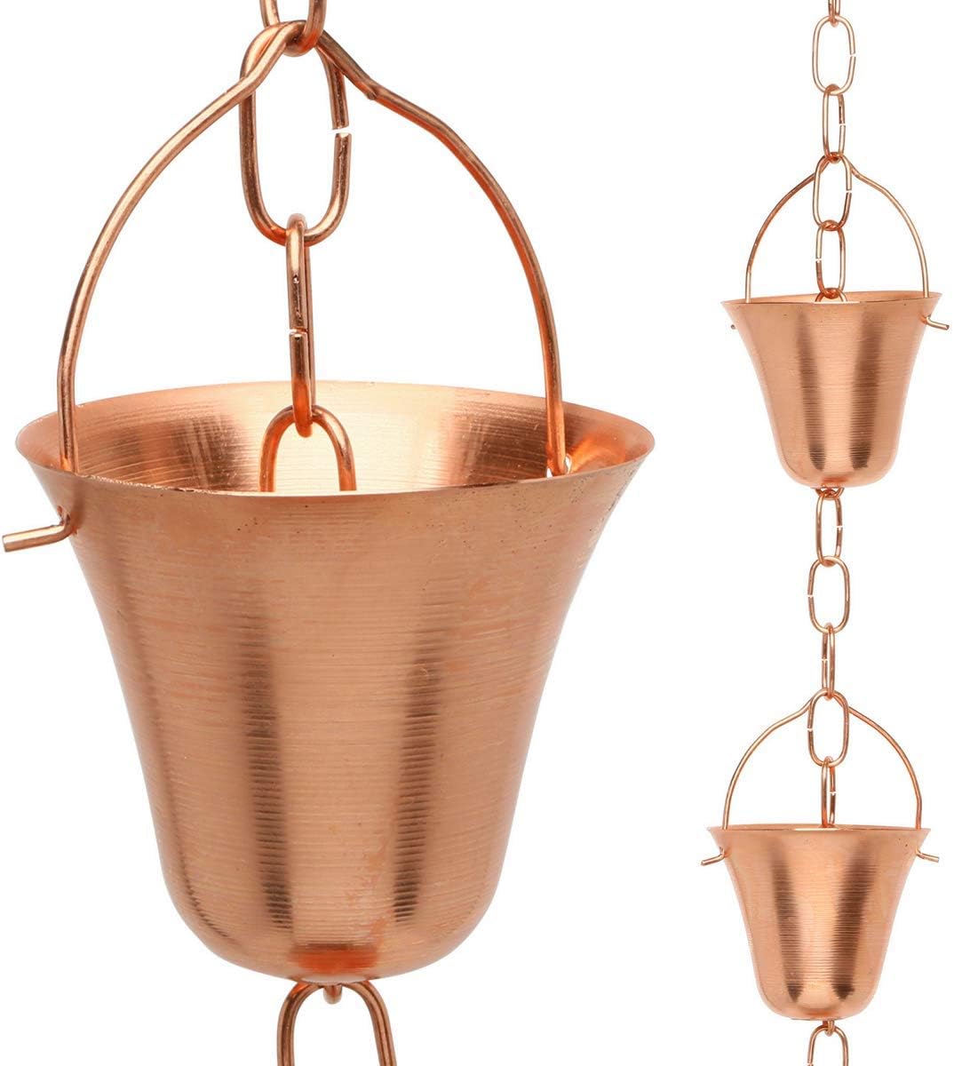 Amazon.com : Monarch Rain Chains 26558 Pure Copper Hammered Cup Rain ...