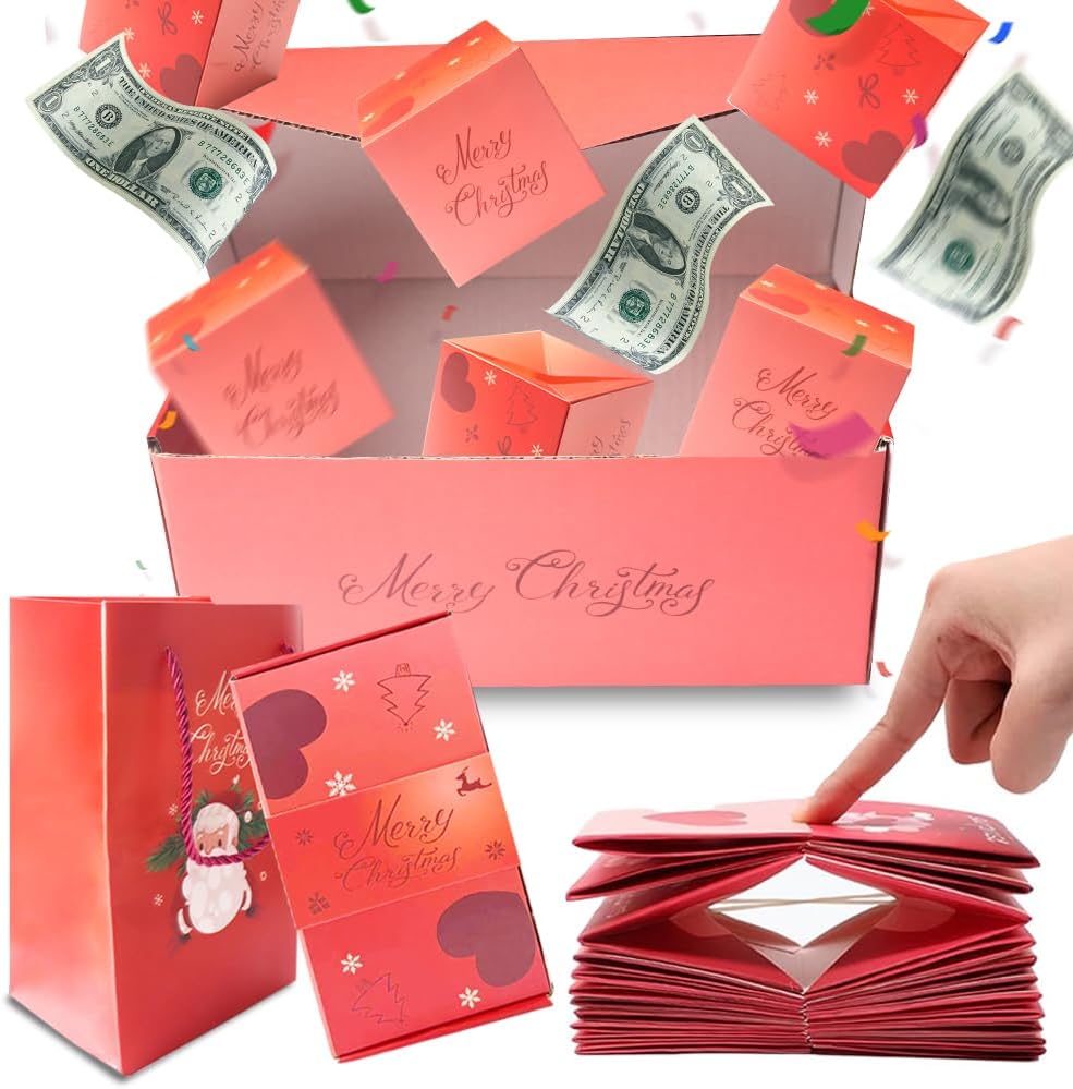 Amazon.com: Estivaux Christmas Surprise Box for Money, Exploding Surprise Box Xmas Santa Gift ...