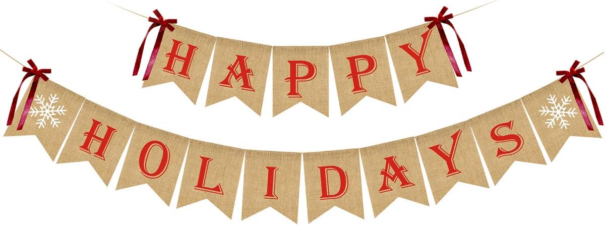 Amazon.com: Happy Holidays Banner Merry Christmas Banner Decorations ...